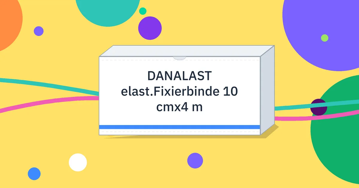 Symbolbild: Packung mit der Aufschrift DANALAST elast.Fixierbinde 10 cmx4 m (PZN 20810592) – Verfügbarkeit und Bezug in Apotheken in Frankfurt am Main