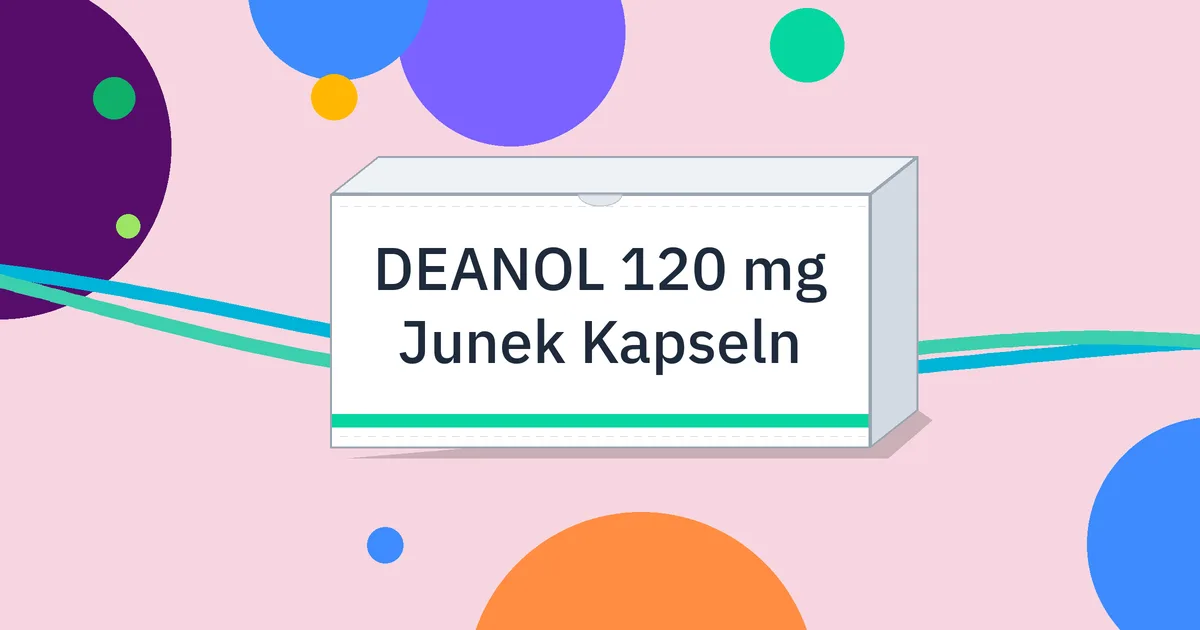 Symbolbild: Packung mit der Aufschrift DEANOL 120 mg Junek Kapseln (PZN 10977090) – Verfügbarkeit und Bezug in Apotheken in Frankfurt am Main