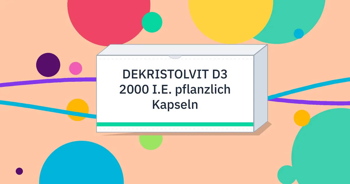Symbolbild: Packung mit der Aufschrift DEKRISTOLVIT D3 2000 I.E. pflanzlich Kapseln (PZN 18656600) – Verfügbarkeit und Bezug in Apotheken in Frankfurt am Main
