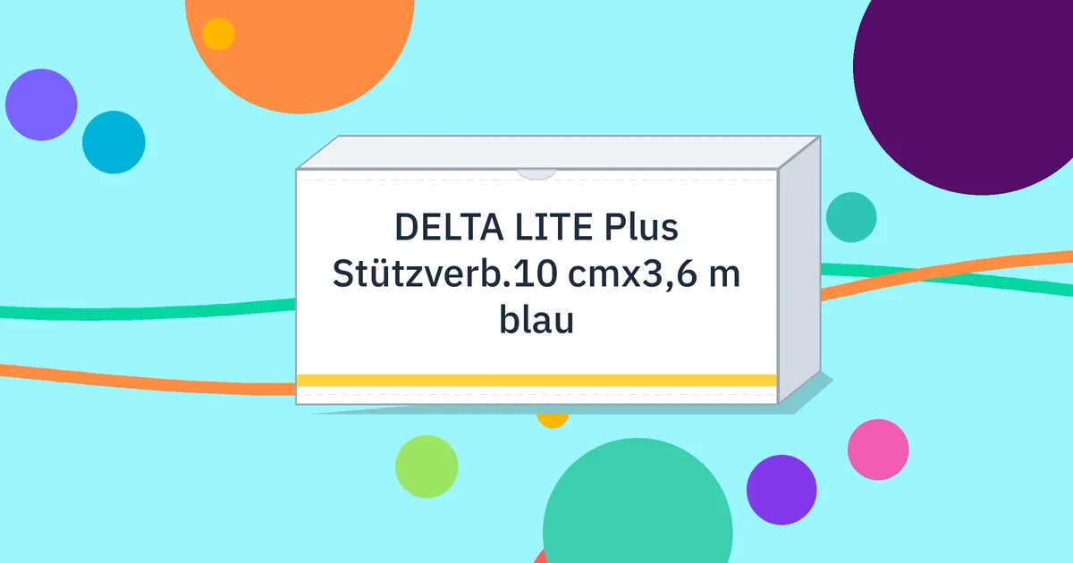 Symbolbild: Packung mit der Aufschrift DELTA LITE Plus Stützverb.10 cmx3,6 m blau (PZN 00445280) – Verfügbarkeit und Bezug in Apotheken in Frankfurt am Main