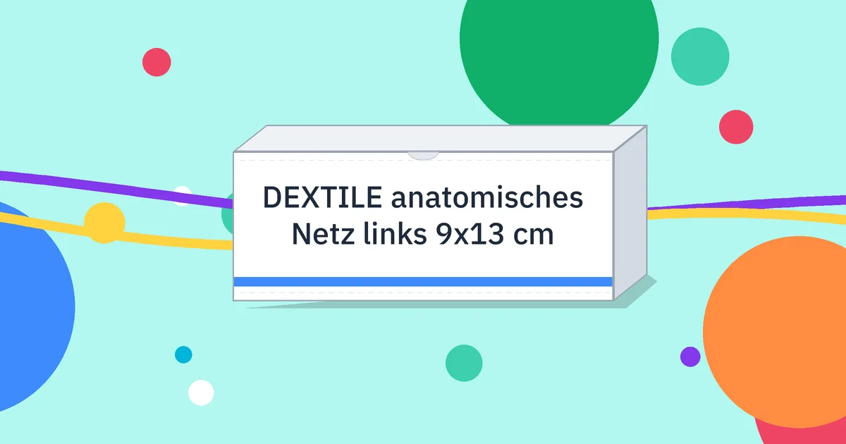 Symbolbild: Packung mit der Aufschrift DEXTILE anatomisches Netz links 9x13 cm (PZN 18257840) – Verfügbarkeit und Bezug in Apotheken in Frankfurt am Main