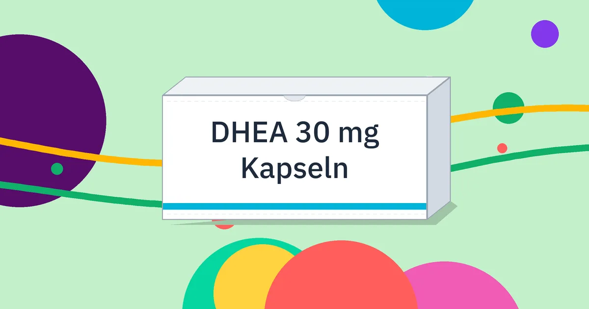 Symbolbild: Packung mit der Aufschrift DHEA 30 mg Kapseln (PZN 18682709) – Verfügbarkeit und Bezug in Apotheken in Frankfurt am Main