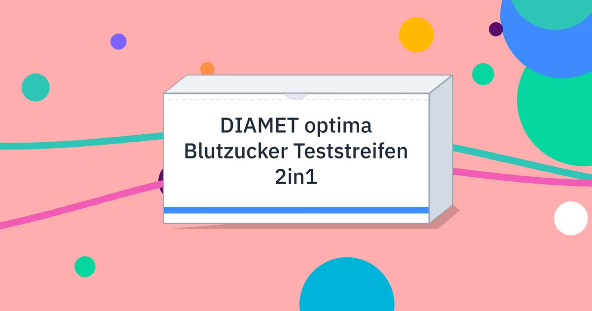 Symbolbild: Packung mit der Aufschrift DIAMET optima Blutzucker Teststreifen 2in1 (PZN 20094227) – Verfügbarkeit und Bezug in Apotheken in Frankfurt am Main