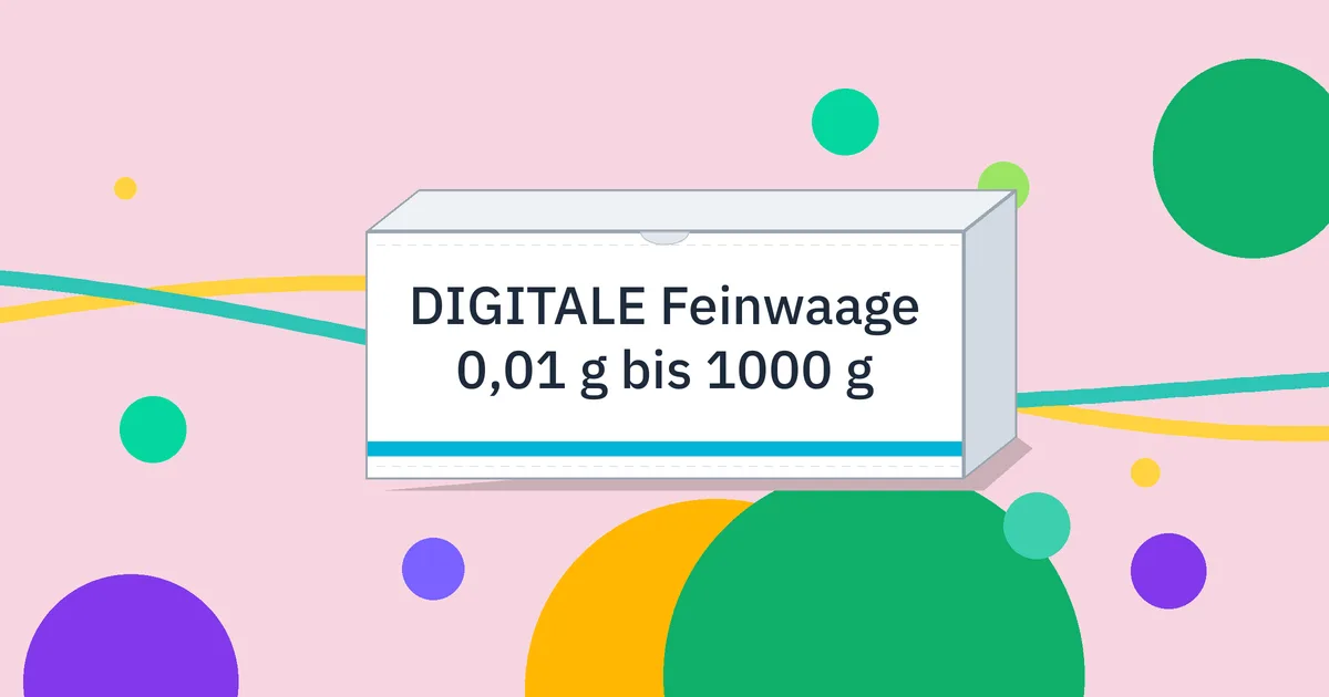 Symbolbild: Packung mit der Aufschrift DIGITALE Feinwaage 0,01 g bis 1000 g (PZN 19878745) – Verfügbarkeit und Bezug in Apotheken in Frankfurt am Main