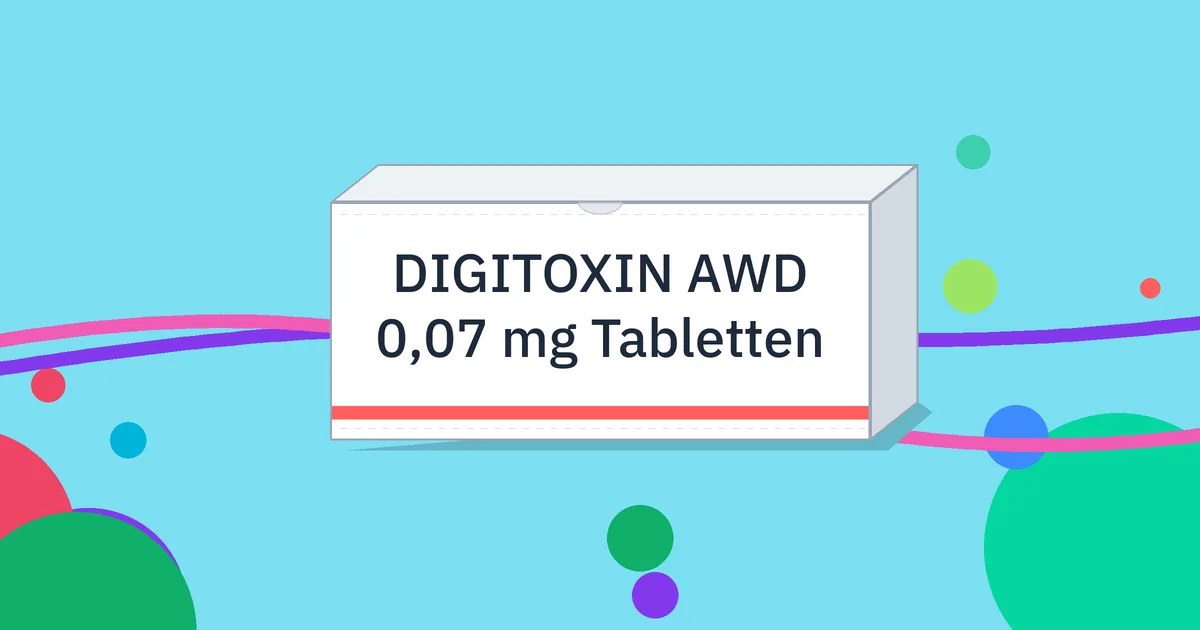 Symbolbild: Packung mit der Aufschrift DIGITOXIN AWD 0,07 mg Tabletten (PZN 04008079) – Verfügbarkeit und Bezug in Apotheken in Frankfurt am Main