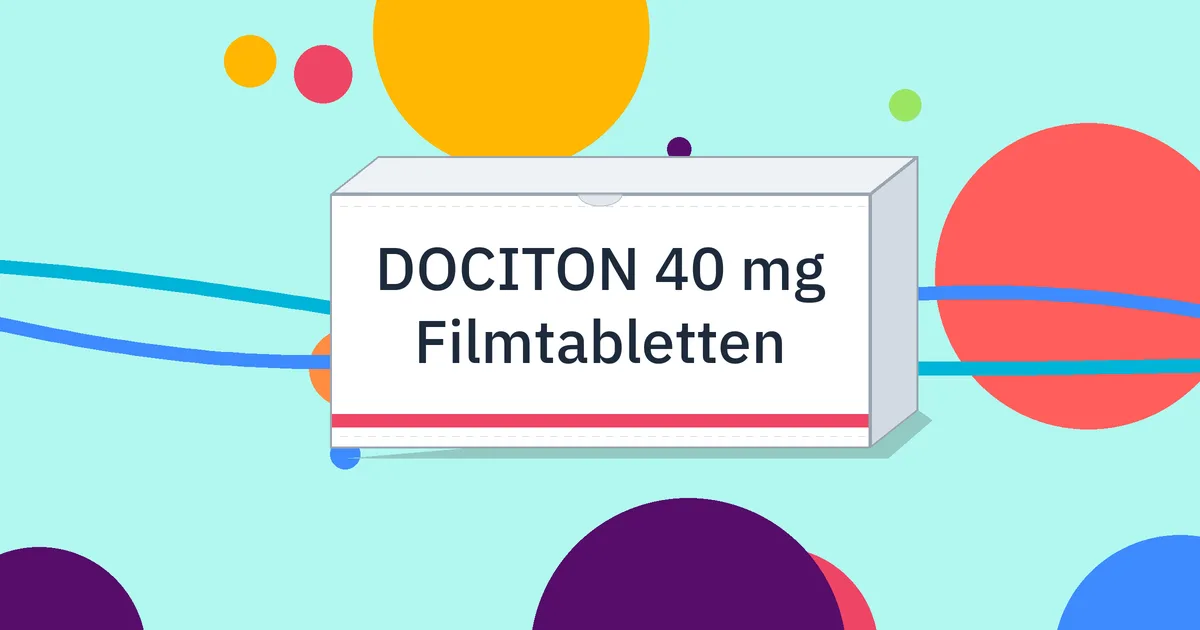 Symbolbild: Packung mit der Aufschrift DOCITON 40 mg Filmtabletten (PZN 00293002) – Verfügbarkeit und Bezug in Apotheken in Frankfurt am Main
