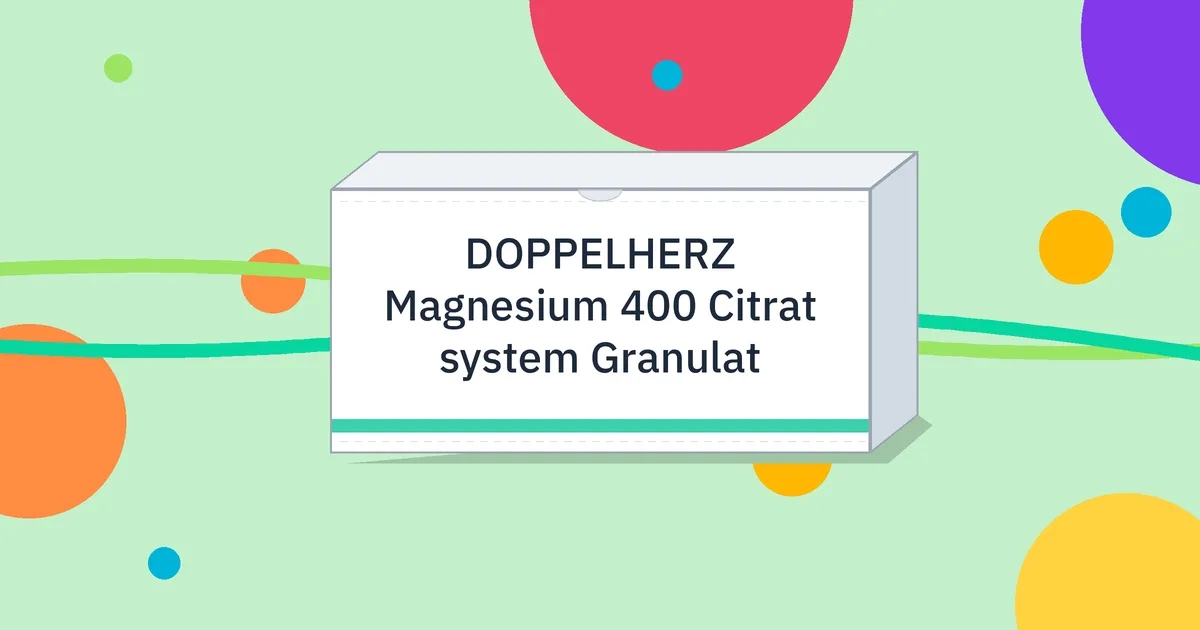 Symbolbild: Packung mit der Aufschrift DOPPELHERZ Magnesium 400 Citrat system Granulat (PZN 03979800) – Verfügbarkeit und Bezug in Apotheken in Frankfurt am Main