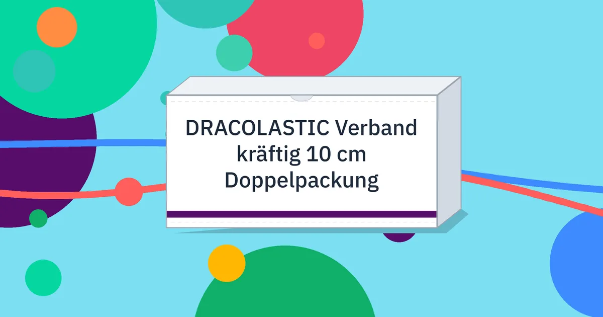 Symbolbild: Packung mit der Aufschrift DRACOLASTIC Verband kräftig 10 cm Doppelpackung (PZN 01449854) – Verfügbarkeit und Bezug in Apotheken in Frankfurt am Main