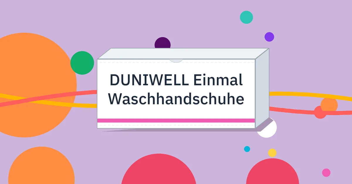 Symbolbild: Packung mit der Aufschrift DUNIWELL Einmal Waschhandschuhe (PZN 04095902) – Verfügbarkeit und Bezug in Apotheken in Frankfurt am Main