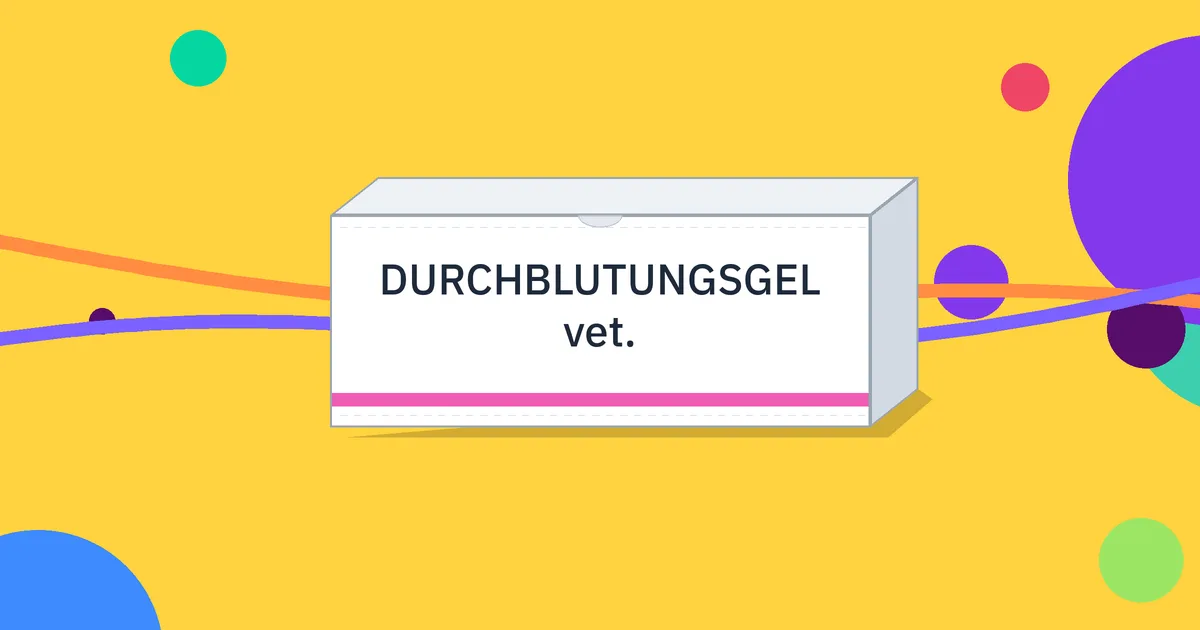 Symbolbild: Packung mit der Aufschrift DURCHBLUTUNGSGEL vet. (PZN 02488394) – Verfügbarkeit und Bezug in Apotheken in Frankfurt am Main