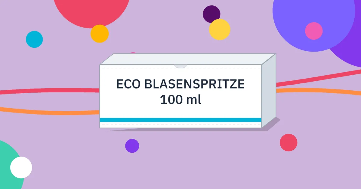 Symbolbild: Packung mit der Aufschrift ECO BLASENSPRITZE 100 ml (PZN 10409865) – Verfügbarkeit und Bezug in Apotheken in Frankfurt am Main