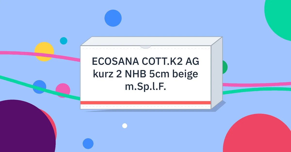 Symbolbild: Packung mit der Aufschrift ECOSANA COTT.K2 AG kurz 2 NHB 5cm beige m.Sp.l.F. (PZN 16949031) – Verfügbarkeit und Bezug in Apotheken in Frankfurt am Main