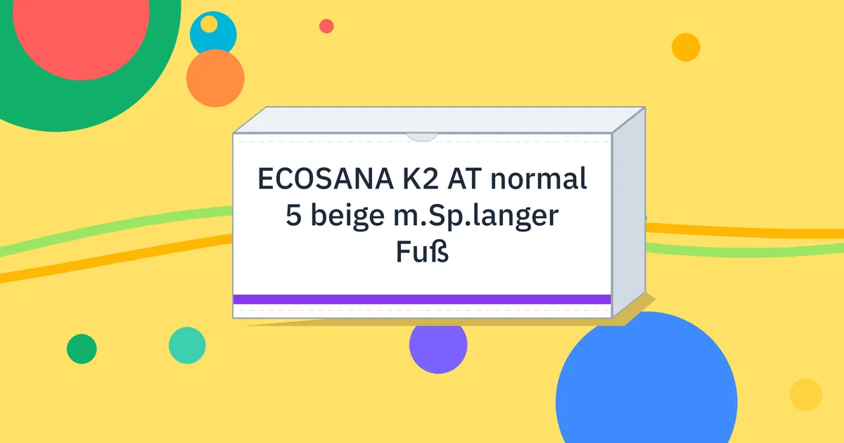 Symbolbild: Packung mit der Aufschrift ECOSANA K2 AT normal 5 beige m.Sp.langer Fuß (PZN 10956254) – Verfügbarkeit und Bezug in Apotheken in Frankfurt am Main