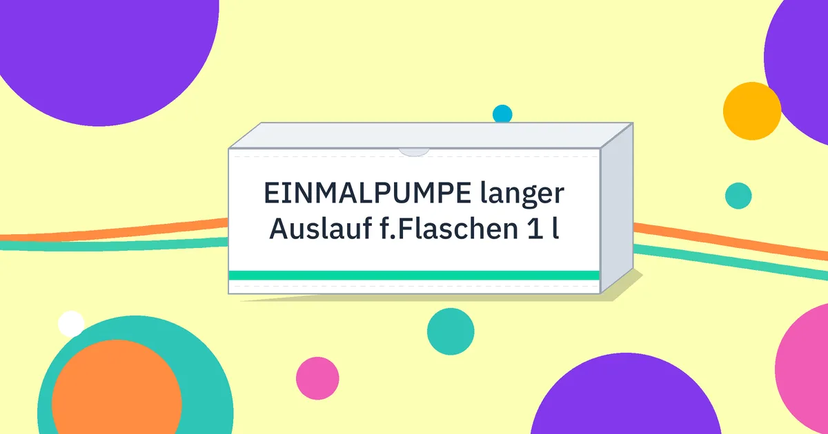 Symbolbild: Packung mit der Aufschrift EINMALPUMPE langer Auslauf f.Flaschen 1 l (PZN 14027669) – Verfügbarkeit und Bezug in Apotheken in Frankfurt am Main