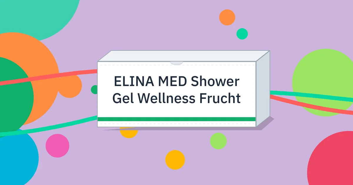 Symbolbild: Packung mit der Aufschrift ELINA MED Shower Gel Wellness Frucht (PZN 08466318) – Verfügbarkeit und Bezug in Apotheken in Frankfurt am Main
