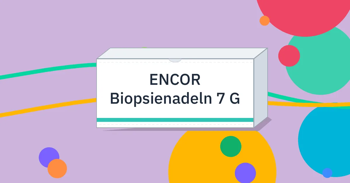 Symbolbild: Packung mit der Aufschrift ENCOR Biopsienadeln 7 G (PZN 03575971) – Verfügbarkeit und Bezug in Apotheken in Frankfurt am Main