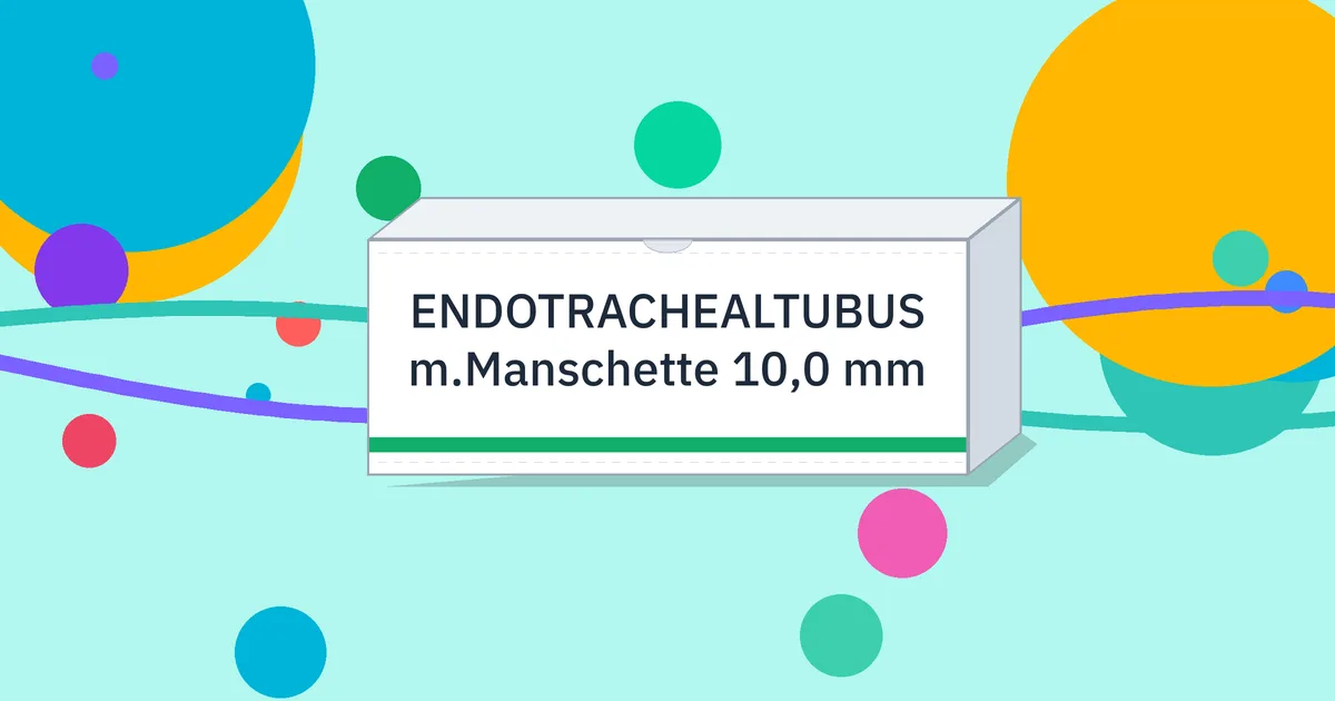 Symbolbild: Packung mit der Aufschrift ENDOTRACHEALTUBUS m.Manschette 10,0 mm (PZN 08886960) – Verfügbarkeit und Bezug in Apotheken in Frankfurt am Main