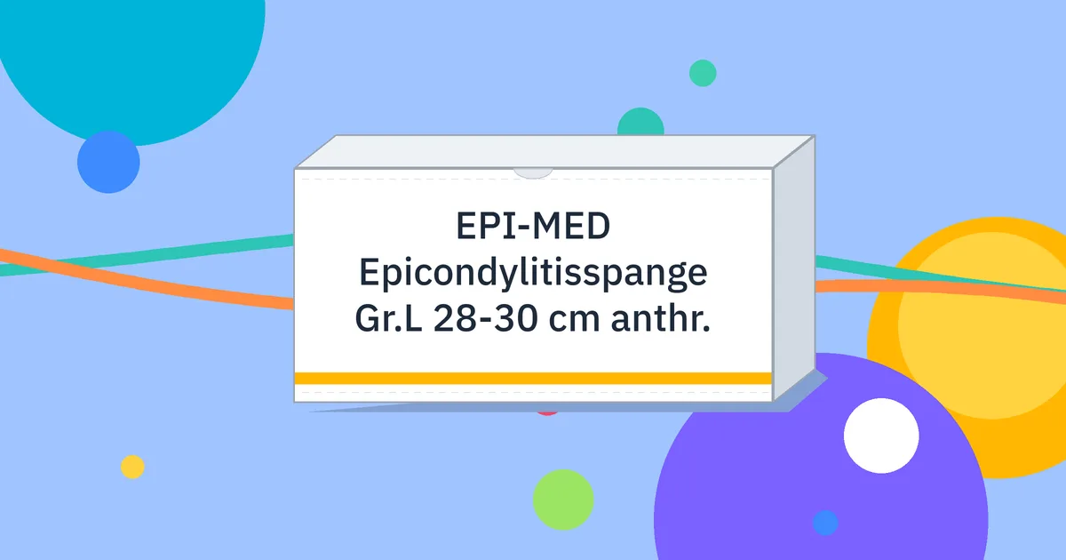 Symbolbild: Packung mit der Aufschrift EPI-MED Epicondylitisspange Gr.L 28-30 cm anthr. (PZN 11080580) – Verfügbarkeit und Bezug in Apotheken in Frankfurt am Main