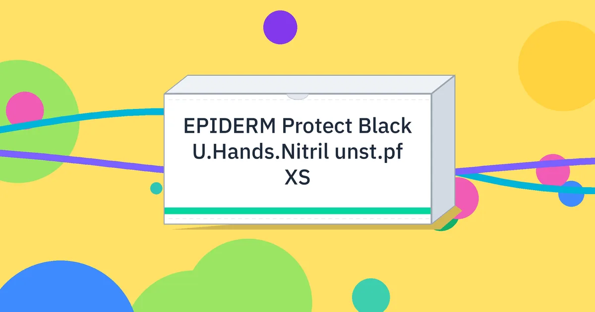 Symbolbild: Packung mit der Aufschrift EPIDERM Protect Black U.Hands.Nitril unst.pf XS (PZN 17896704) – Verfügbarkeit und Bezug in Apotheken in Frankfurt am Main