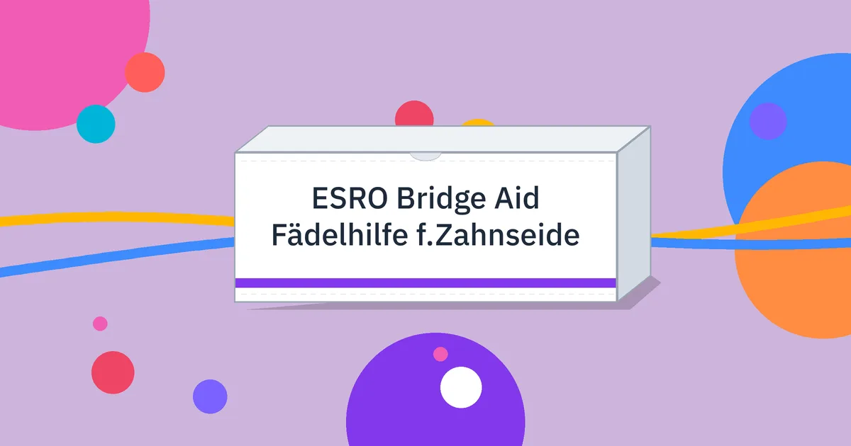Symbolbild: Packung mit der Aufschrift ESRO Bridge Aid Fädelhilfe f.Zahnseide (PZN 00849445) – Verfügbarkeit und Bezug in Apotheken in Frankfurt am Main
