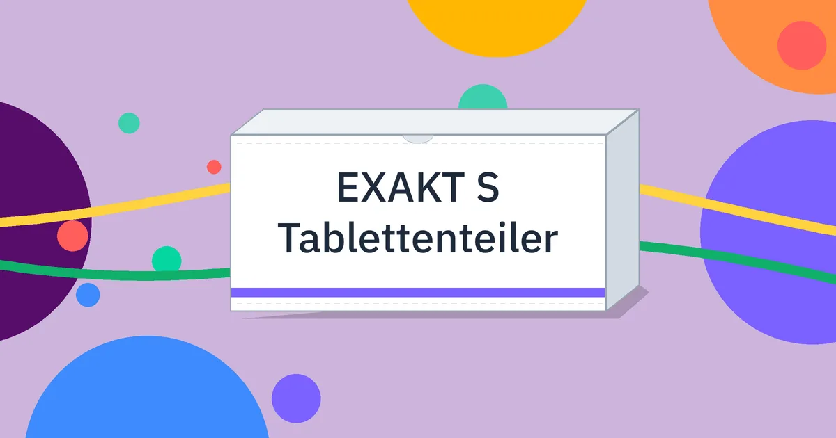 Symbolbild: Packung mit der Aufschrift EXAKT S Tablettenteiler (PZN 02139802) – Verfügbarkeit und Bezug in Apotheken in Frankfurt am Main