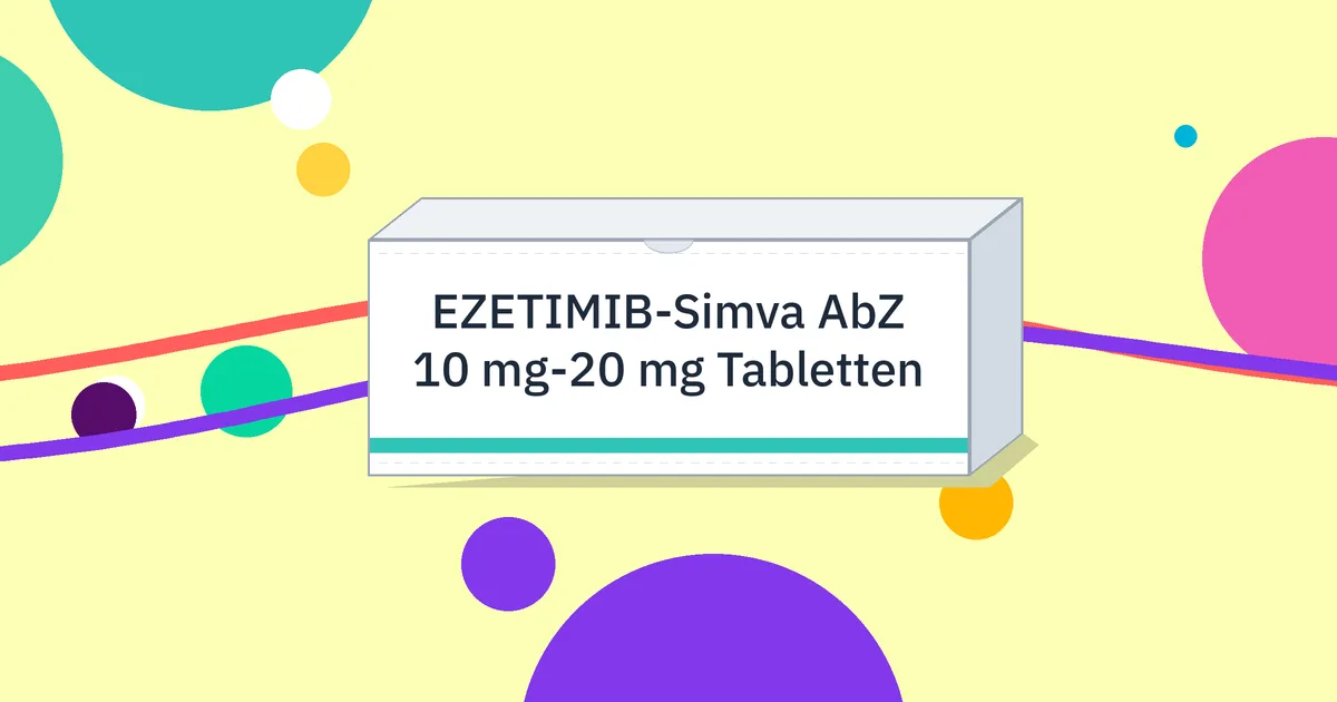 Symbolbild: Packung mit der Aufschrift EZETIMIB-Simva AbZ 10 mg-20 mg Tabletten (PZN 13863151) – Verfügbarkeit und Bezug in Apotheken in Frankfurt am Main