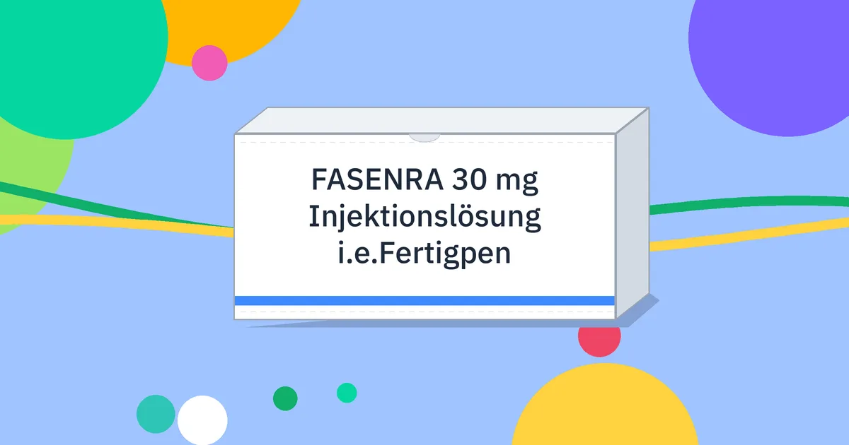 Symbolbild: Packung mit der Aufschrift FASENRA 30 mg Injektionslösung i.e.Fertigpen (PZN 19177385) – Verfügbarkeit und Bezug in Apotheken in Frankfurt am Main