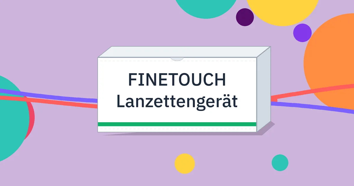 Symbolbild: Packung mit der Aufschrift FINETOUCH Lanzettengerät (PZN 03980051) – Verfügbarkeit und Bezug in Apotheken in Frankfurt am Main