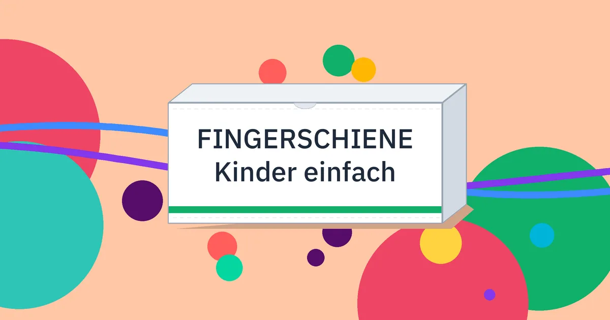Symbolbild: Packung mit der Aufschrift FINGERSCHIENE Kinder einfach (PZN 20187532) – Verfügbarkeit und Bezug in Apotheken in Frankfurt am Main