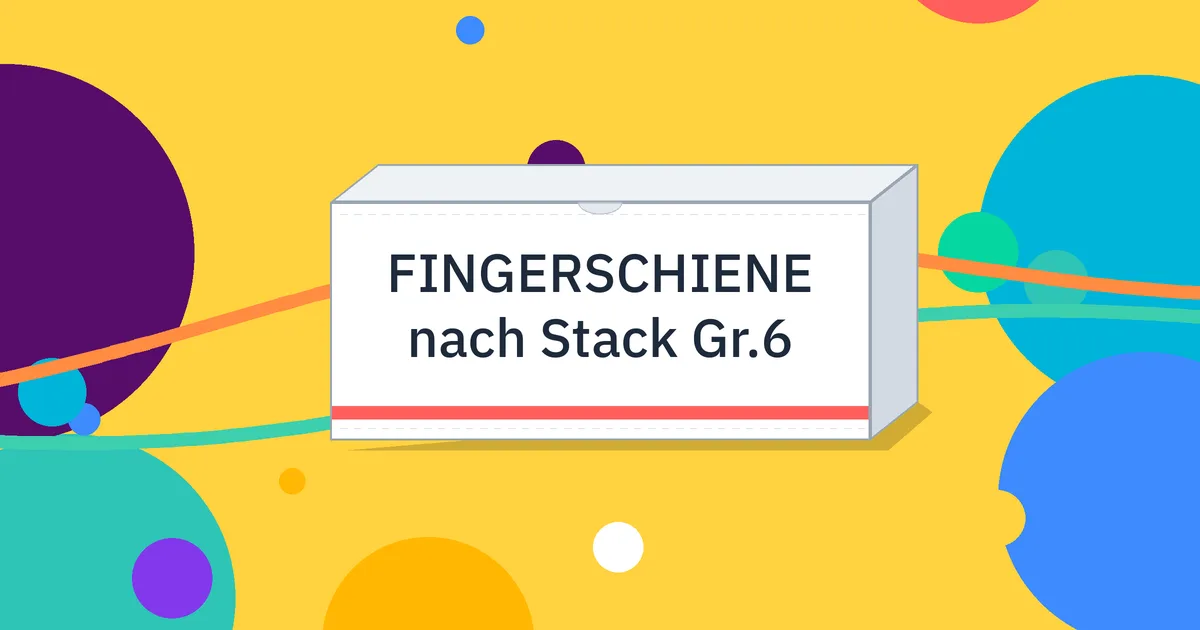 Symbolbild: Packung mit der Aufschrift FINGERSCHIENE nach Stack Gr.6 (PZN 04756427) – Verfügbarkeit und Bezug in Apotheken in Frankfurt am Main
