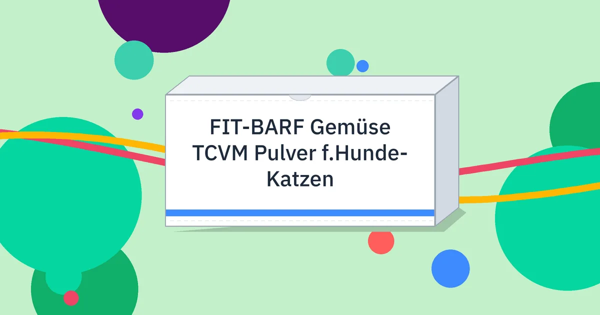 Symbolbild: Packung mit der Aufschrift FIT-BARF Gemüse TCVM Pulver f.Hunde-Katzen (PZN 09902916) – Verfügbarkeit und Bezug in Apotheken in Frankfurt am Main