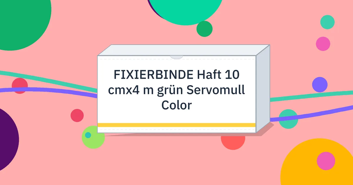 Symbolbild: Packung mit der Aufschrift FIXIERBINDE Haft 10 cmx4 m grün Servomull Color (PZN 04761693) – Verfügbarkeit und Bezug in Apotheken in Frankfurt am Main