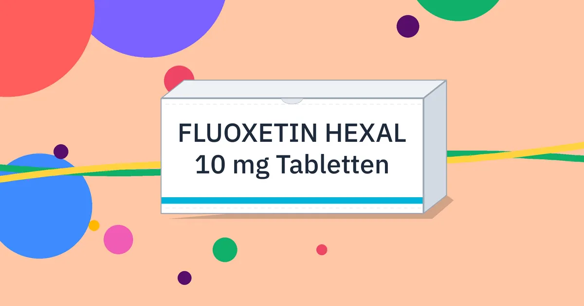 Symbolbild: Packung mit der Aufschrift FLUOXETIN HEXAL 10 mg Tabletten (PZN 01822916) – Verfügbarkeit und Bezug in Apotheken in Frankfurt am Main