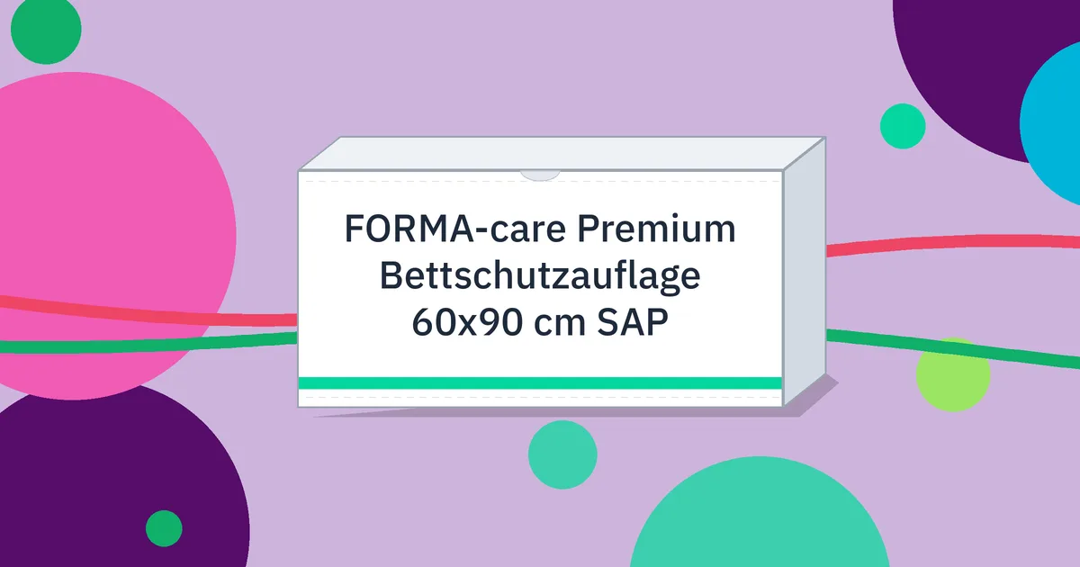 Symbolbild: Packung mit der Aufschrift FORMA-care Premium Bettschutzauflage 60x90 cm SAP (PZN 18649391) – Verfügbarkeit und Bezug in Apotheken in Frankfurt am Main