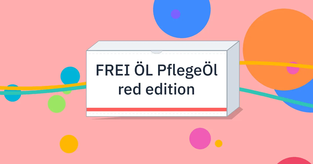 Symbolbild: Packung mit der Aufschrift FREI ÖL PflegeÖl red edition (PZN 15630385) – Verfügbarkeit und Bezug in Apotheken in Frankfurt am Main