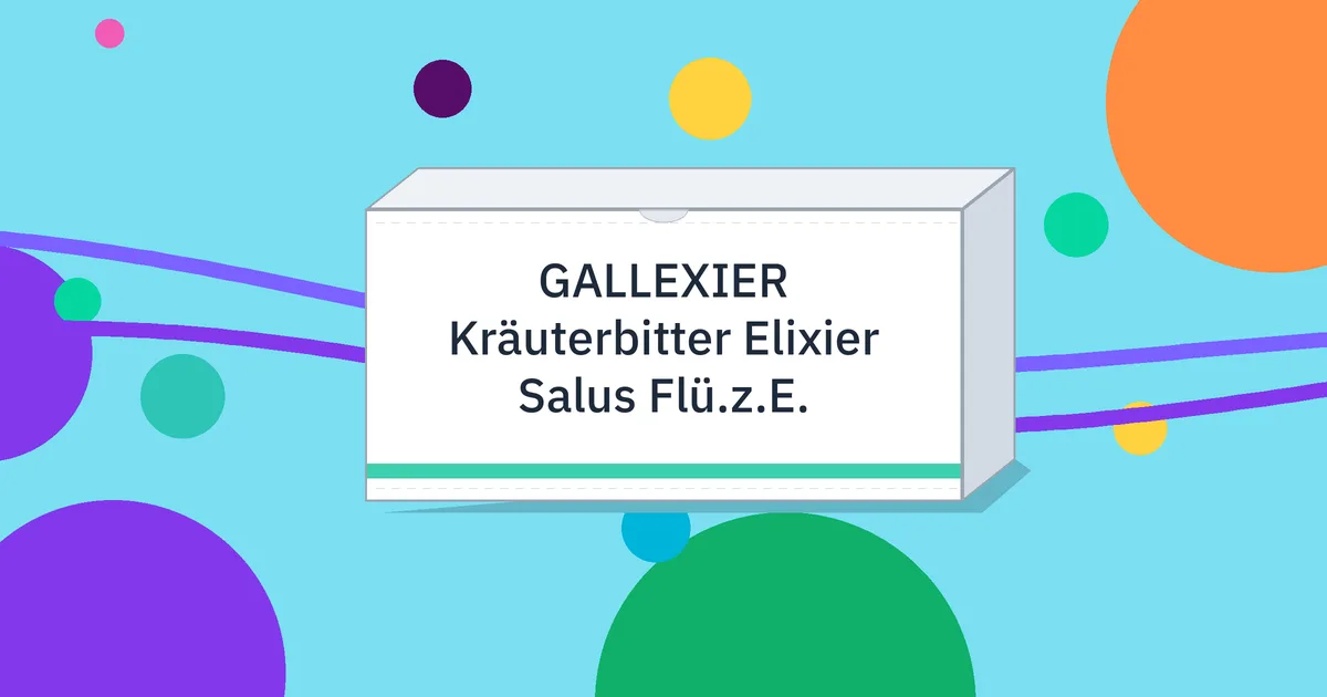 Symbolbild: Packung mit der Aufschrift GALLEXIER Kräuterbitter Elixier Salus Flü.z.E. (PZN 15386844) – Verfügbarkeit und Bezug in Apotheken in Frankfurt am Main