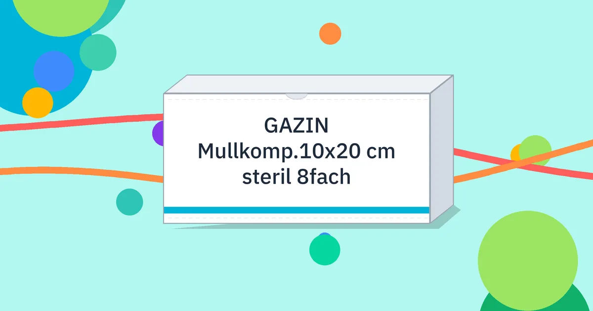 Symbolbild: Packung mit der Aufschrift GAZIN Mullkomp.10x20 cm steril 8fach (PZN 14444114) – Verfügbarkeit und Bezug in Apotheken in Frankfurt am Main
