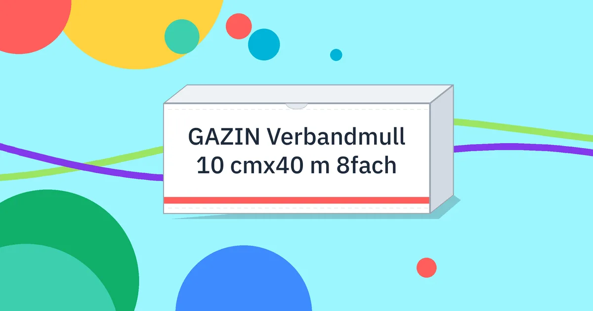 Symbolbild: Packung mit der Aufschrift GAZIN Verbandmull 10 cmx40 m 8fach (PZN 15998116) – Verfügbarkeit und Bezug in Apotheken in Frankfurt am Main