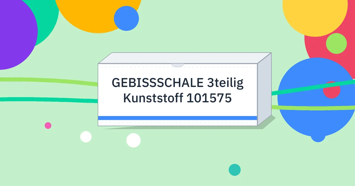 Symbolbild: Packung mit der Aufschrift GEBISSSCHALE 3teilig Kunststoff 101575 (PZN 04755617) – Verfügbarkeit und Bezug in Apotheken in Frankfurt am Main