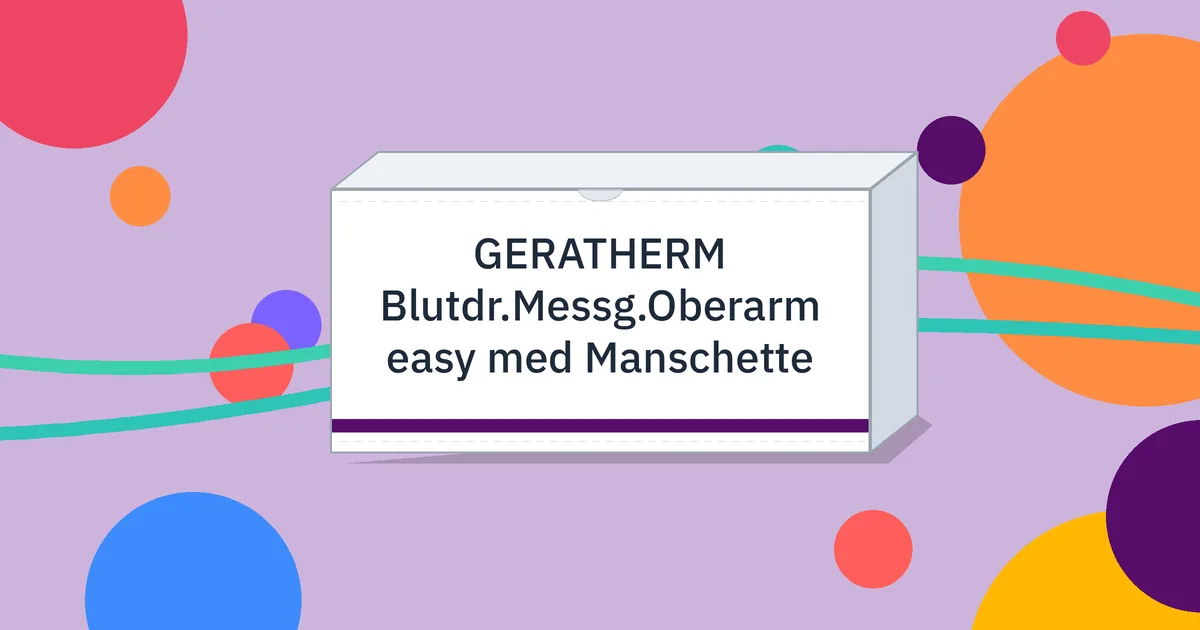 Symbolbild: Packung mit der Aufschrift GERATHERM Blutdr.Messg.Oberarm easy med Manschette (PZN 09245513) – Verfügbarkeit und Bezug in Apotheken in Frankfurt am Main