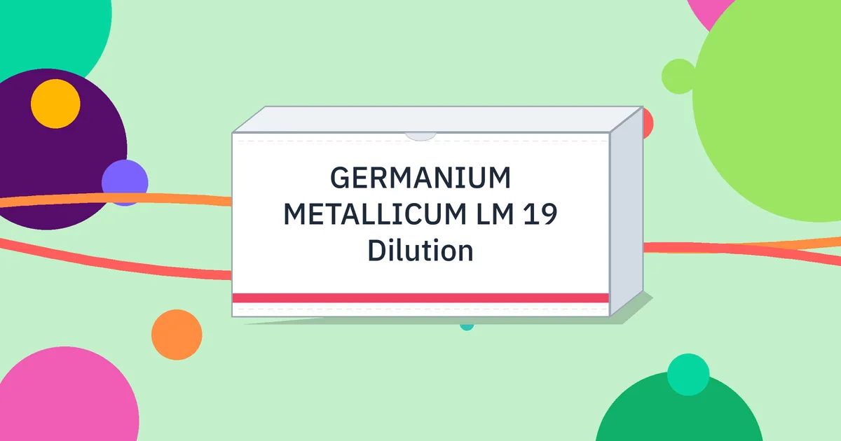 Symbolbild: Packung mit der Aufschrift GERMANIUM METALLICUM LM 19 Dilution (PZN 12877234) – Verfügbarkeit und Bezug in Apotheken in Frankfurt am Main