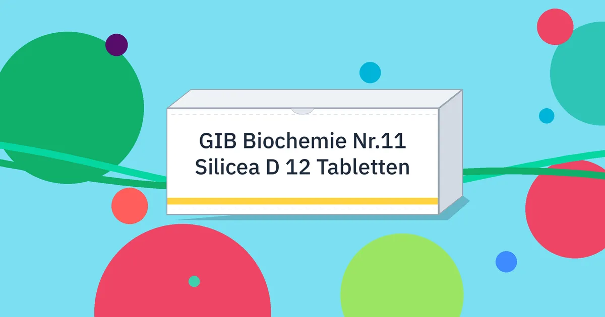 Symbolbild: Packung mit der Aufschrift GIB Biochemie Nr.11 Silicea D 12 Tabletten (PZN 08481631) – Verfügbarkeit und Bezug in Apotheken in Frankfurt am Main