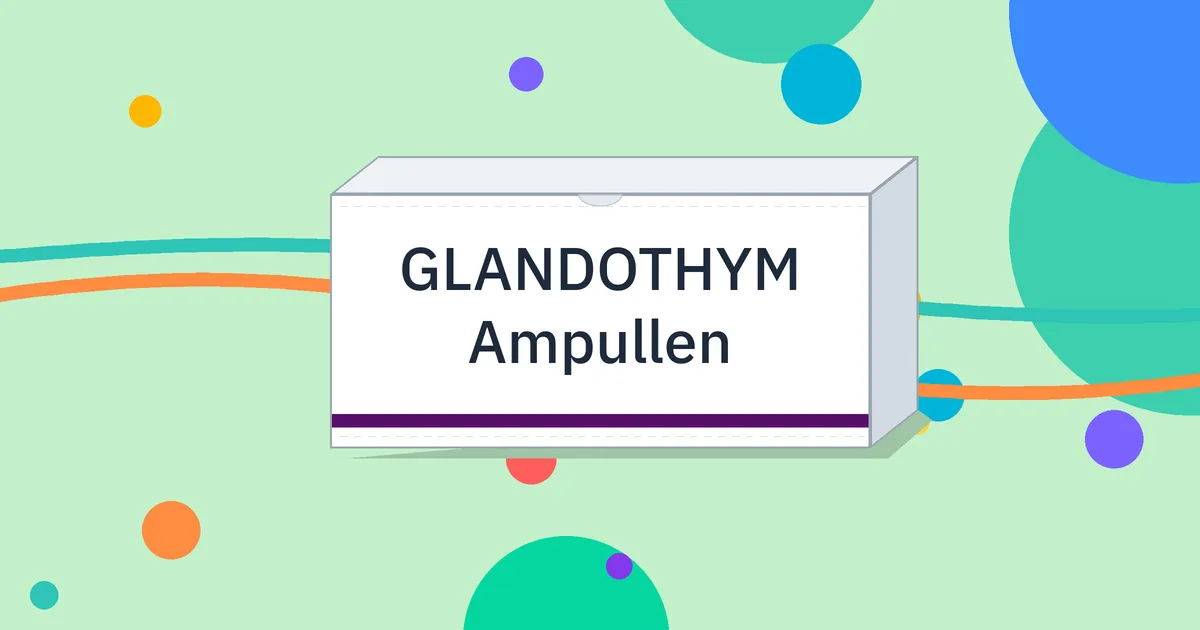 Symbolbild: Packung mit der Aufschrift GLANDOTHYM Ampullen (PZN 17897359) – Verfügbarkeit und Bezug in Apotheken in Frankfurt am Main