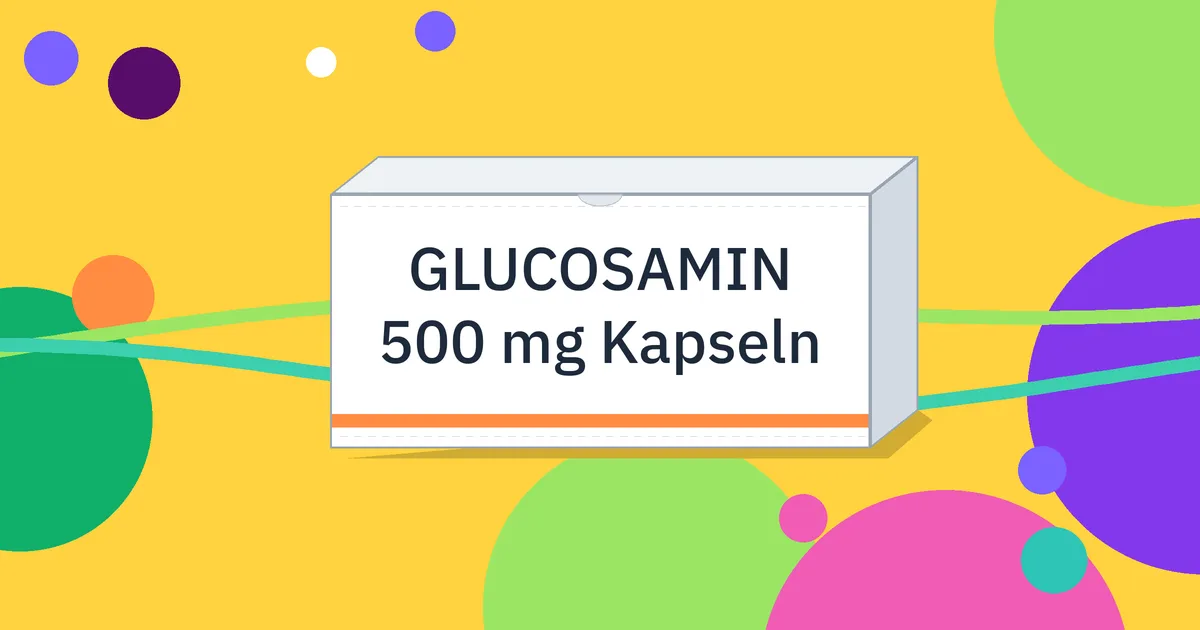 Symbolbild: Packung mit der Aufschrift GLUCOSAMIN 500 mg Kapseln (PZN 08922259) – Verfügbarkeit und Bezug in Apotheken in Frankfurt am Main