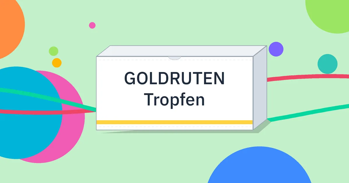 Symbolbild: Packung mit der Aufschrift GOLDRUTEN Tropfen (PZN 11052945) – Verfügbarkeit und Bezug in Apotheken in Frankfurt am Main