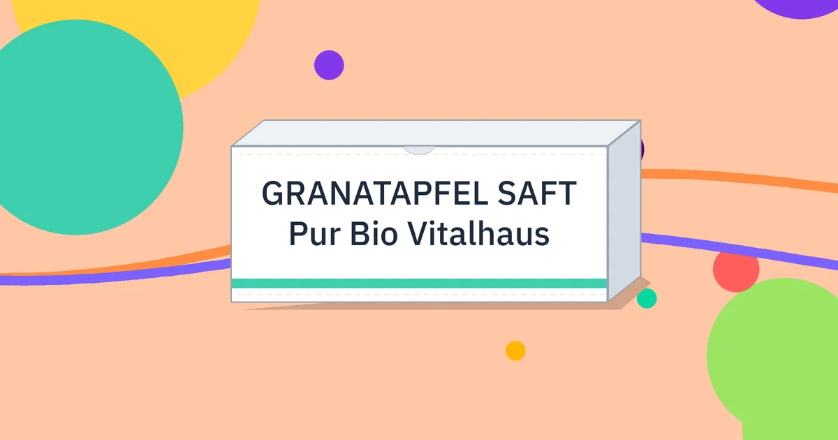 Symbolbild: Packung mit der Aufschrift GRANATAPFEL SAFT Pur Bio Vitalhaus (PZN 02052863) – Verfügbarkeit und Bezug in Apotheken in Frankfurt am Main