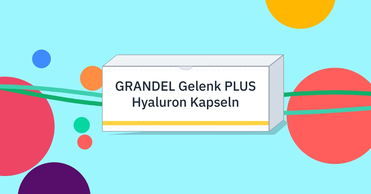 Symbolbild: Packung mit der Aufschrift GRANDEL Gelenk PLUS Hyaluron Kapseln (PZN 10303859) – Verfügbarkeit und Bezug in Apotheken in Frankfurt am Main