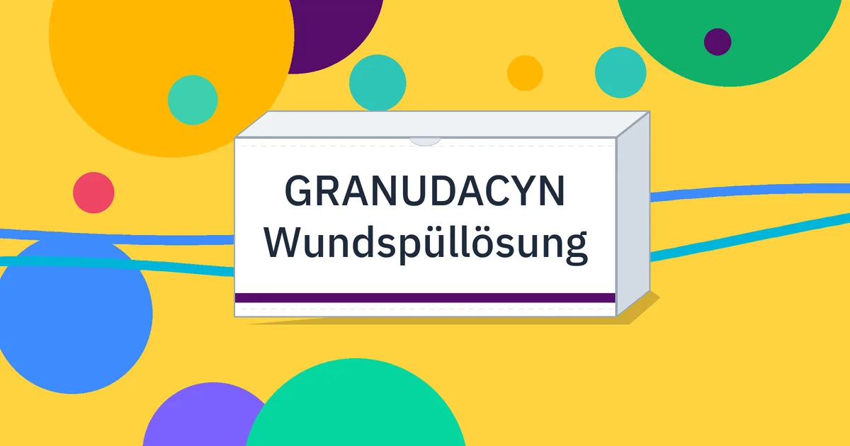 Symbolbild: Packung mit der Aufschrift GRANUDACYN Wundspüllösung (PZN 15564961) – Verfügbarkeit und Bezug in Apotheken in Frankfurt am Main