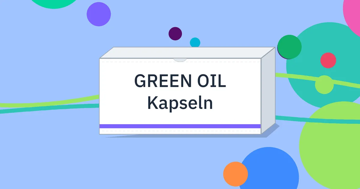 Symbolbild: Packung mit der Aufschrift GREEN OIL Kapseln (PZN 06328954) – Verfügbarkeit und Bezug in Apotheken in Frankfurt am Main