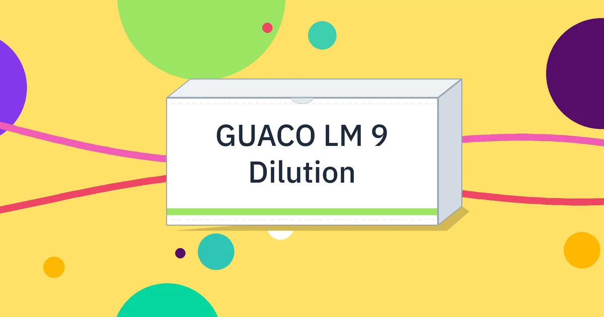 Symbolbild: Packung mit der Aufschrift GUACO LM 9 Dilution (PZN 13547898) – Verfügbarkeit und Bezug in Apotheken in Frankfurt am Main